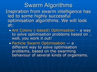 CSE ECE Swarm Intelligence Ant Colony Optimization | PPT