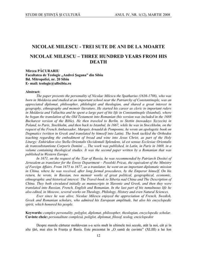 Nicolae milescu | PDF