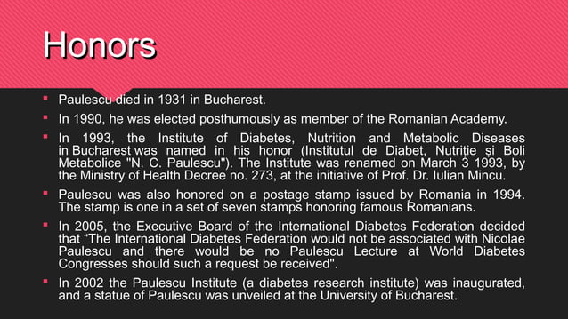 Nicolae paulescu - The discoverer of Insulin. | PPT | Diabetes ...