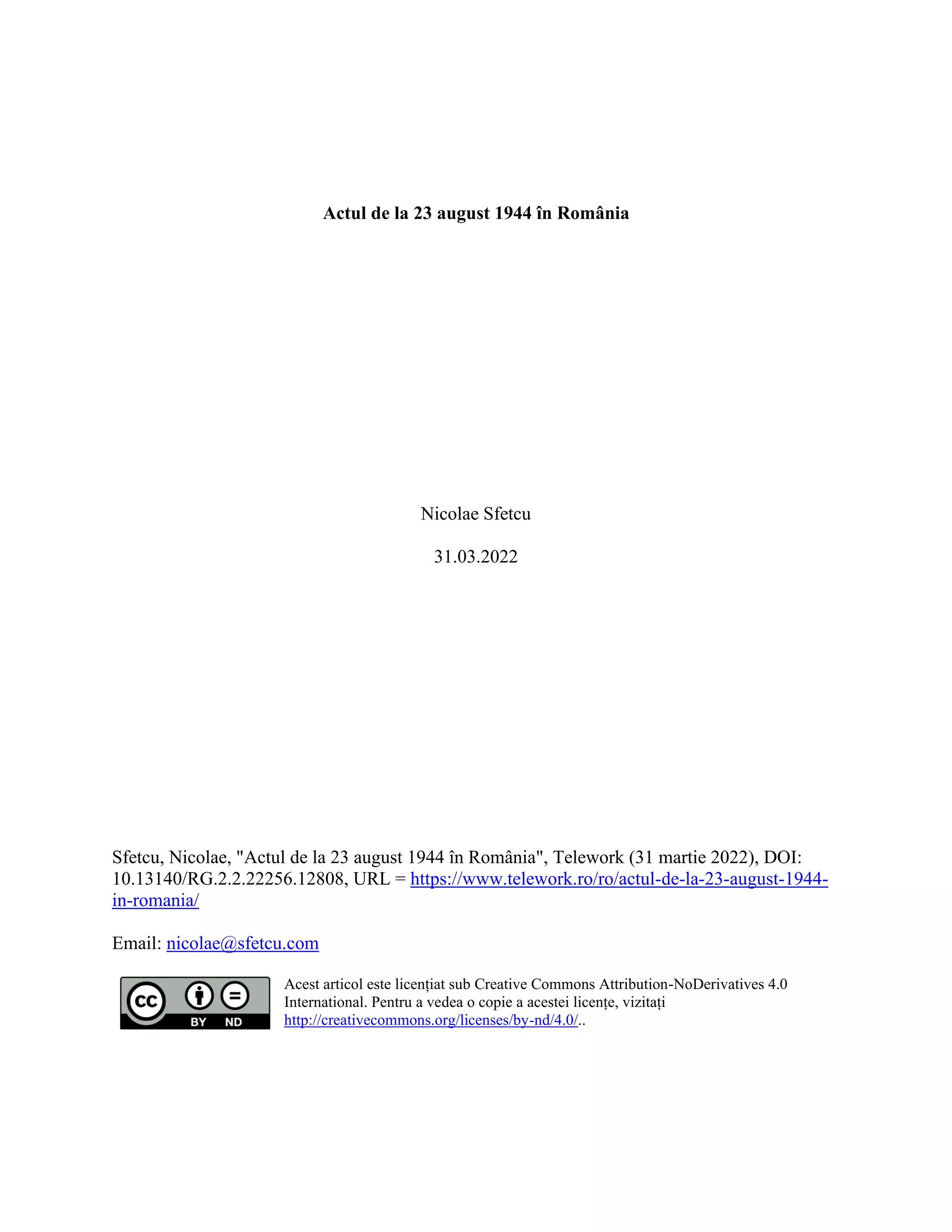 Actul de la 23 august 1944 în România | PDF
