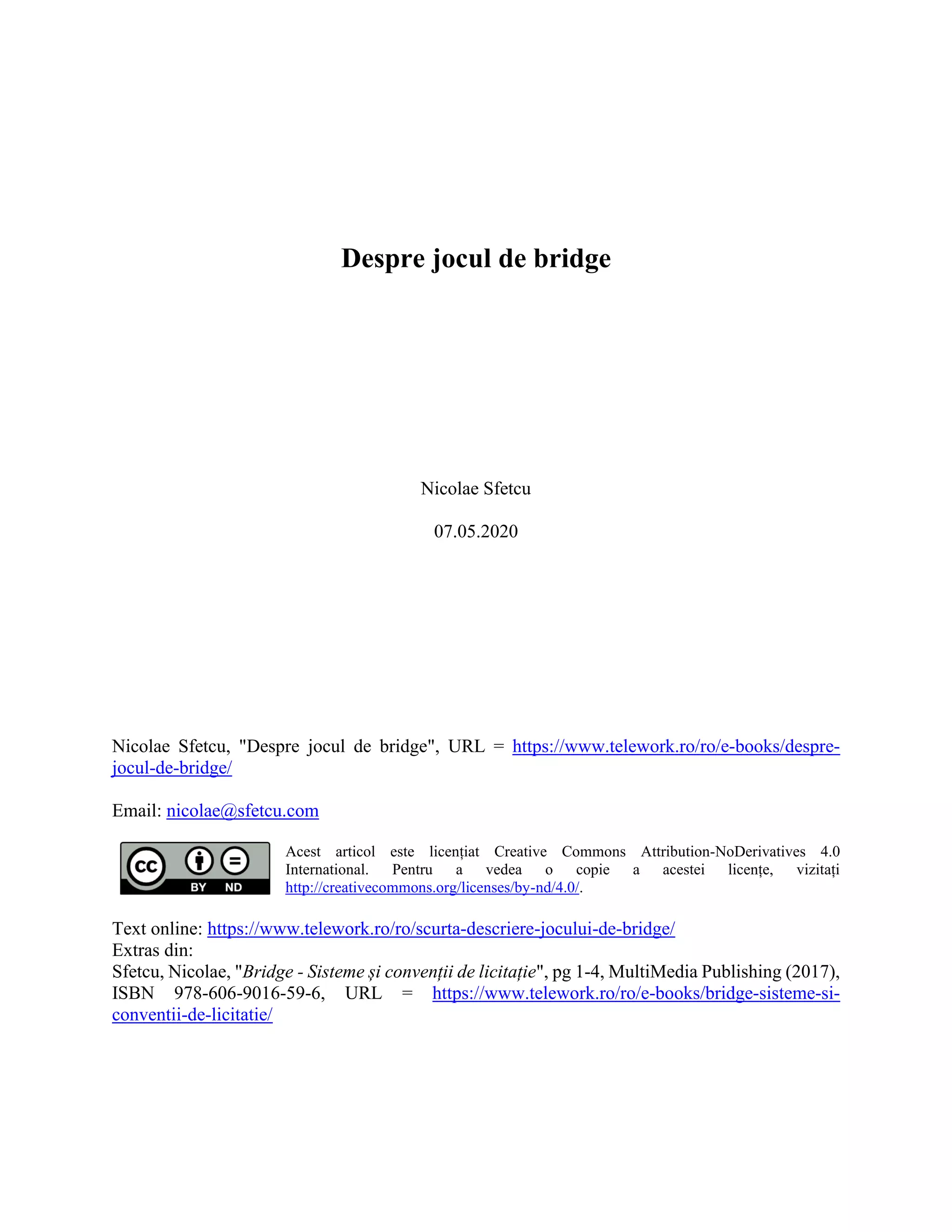 Despre jocul de bridge | PDF