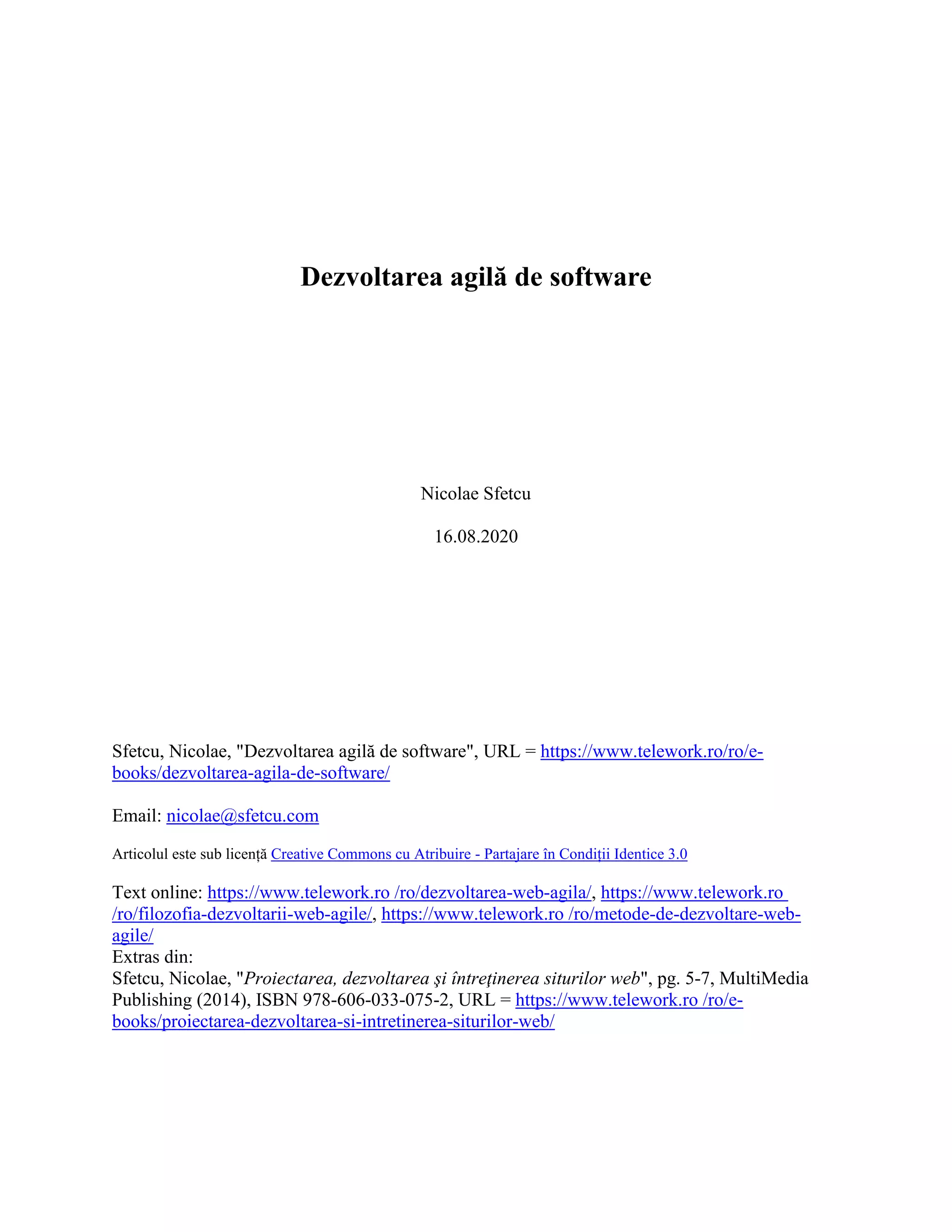 Dezvoltarea agilă de software | PDF