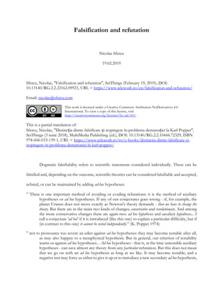 Falsification and refutation | PDF | Physics | Science