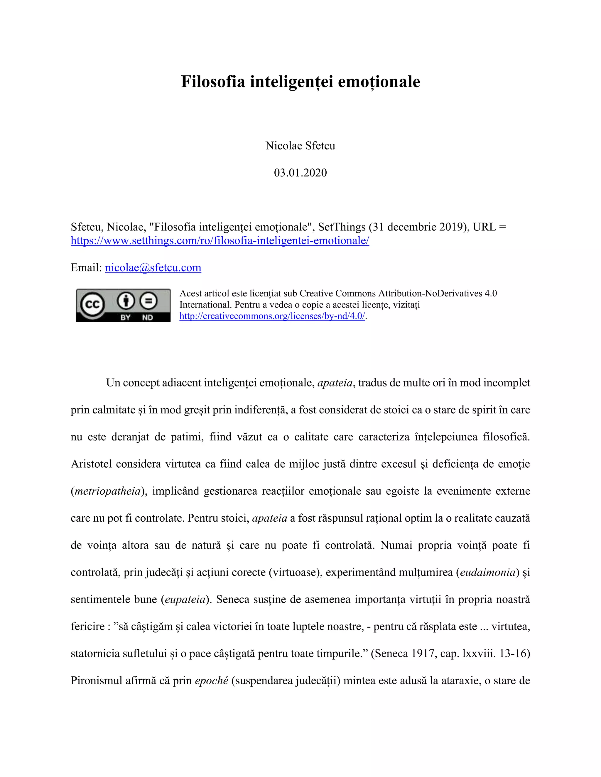 Filosofia inteligenței emoționale | PDF