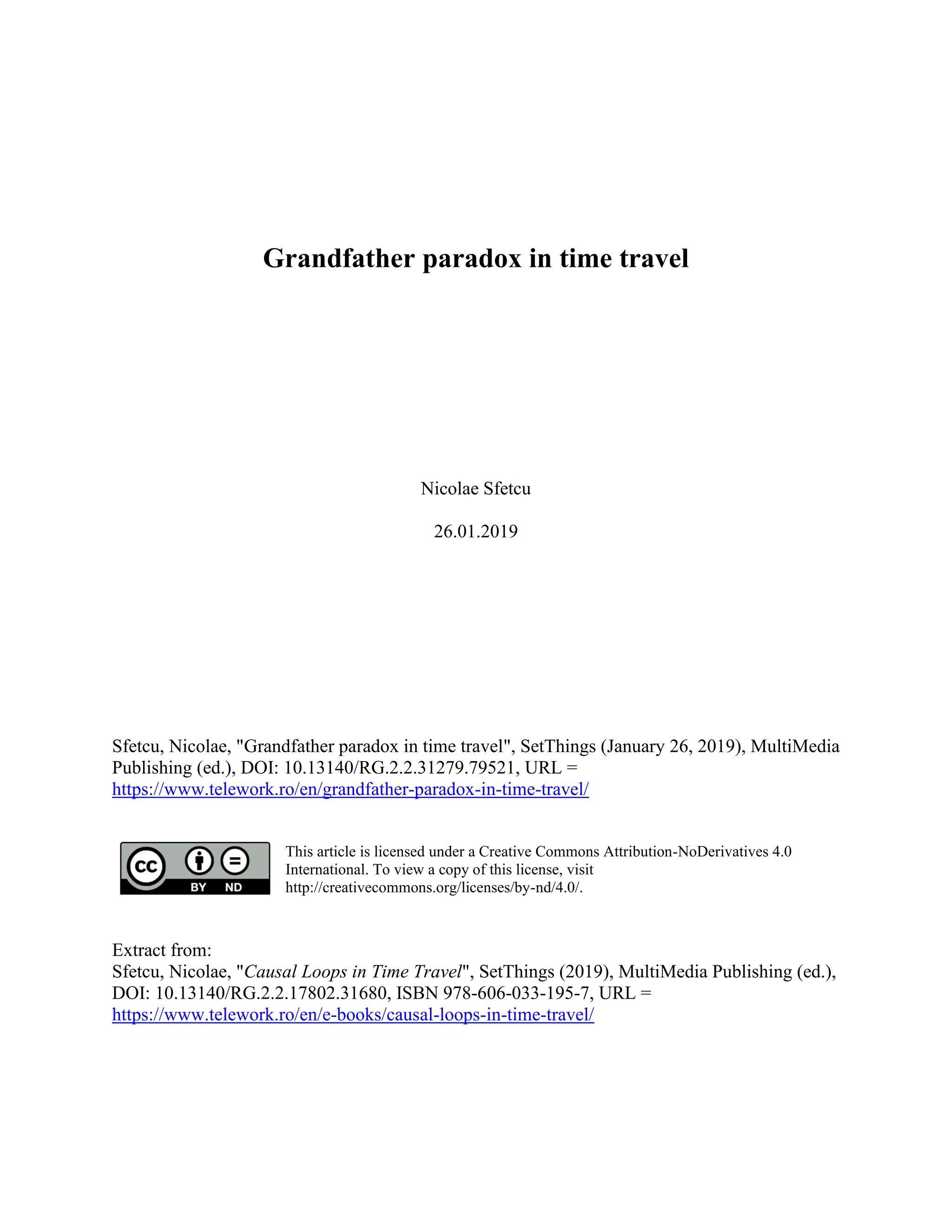 Grandfather paradox in time travel | PDF