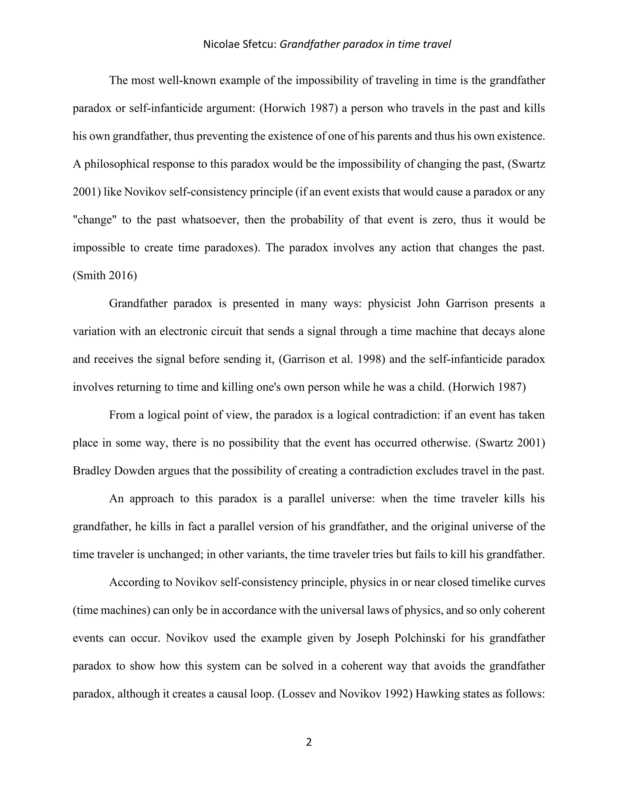 Grandfather paradox in time travel | PDF