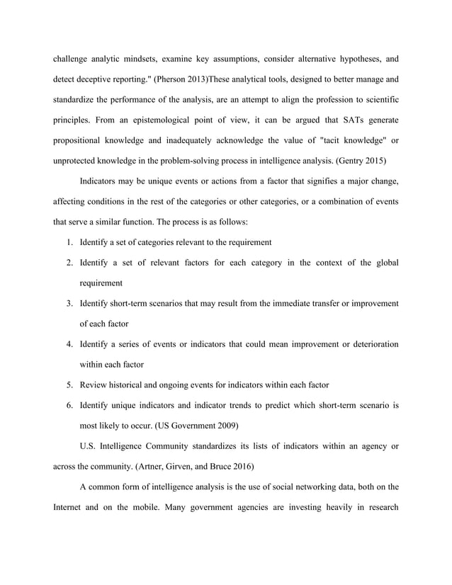 Intelligence Analysis - A preprint article | PDF