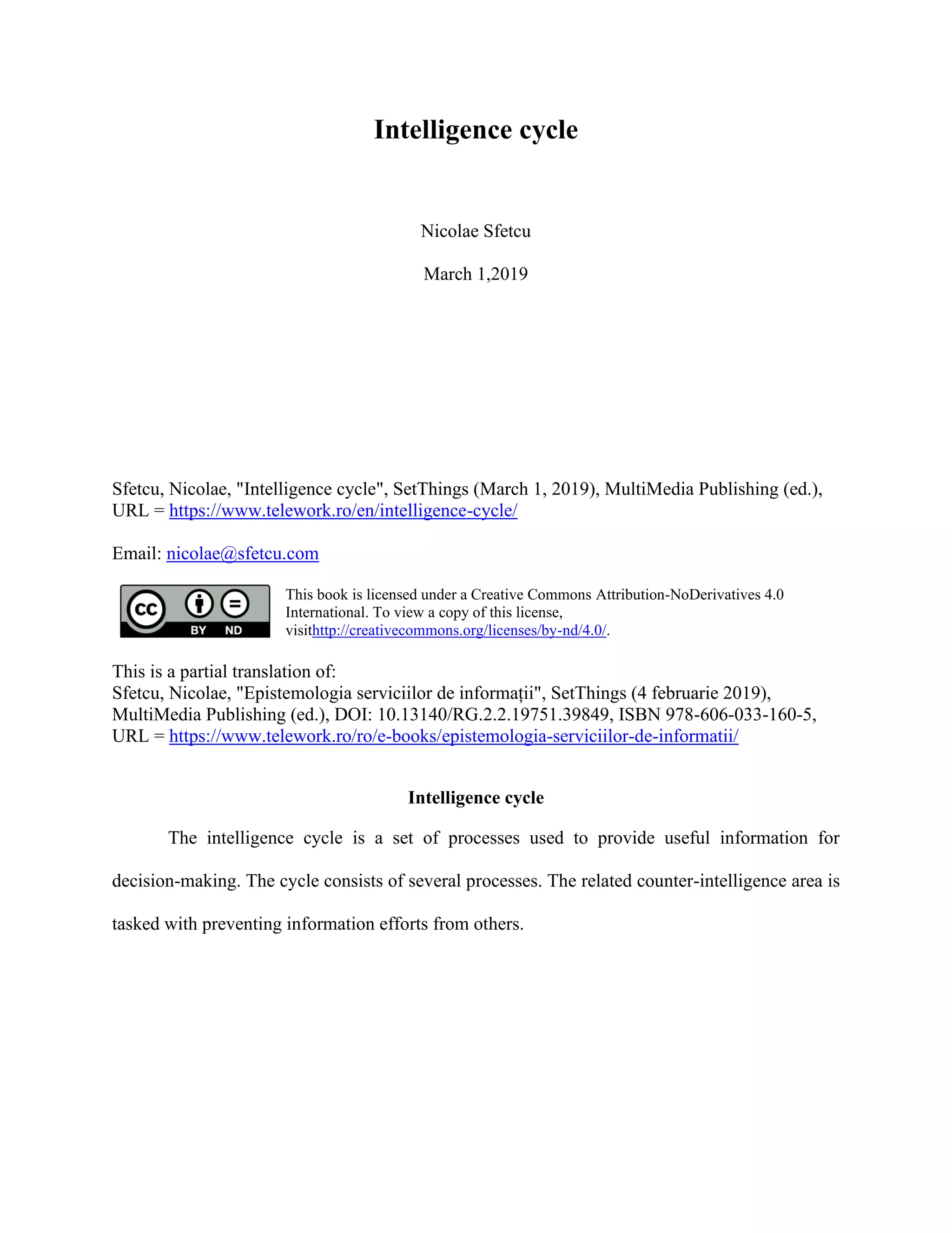 Intelligence cycle | PDF