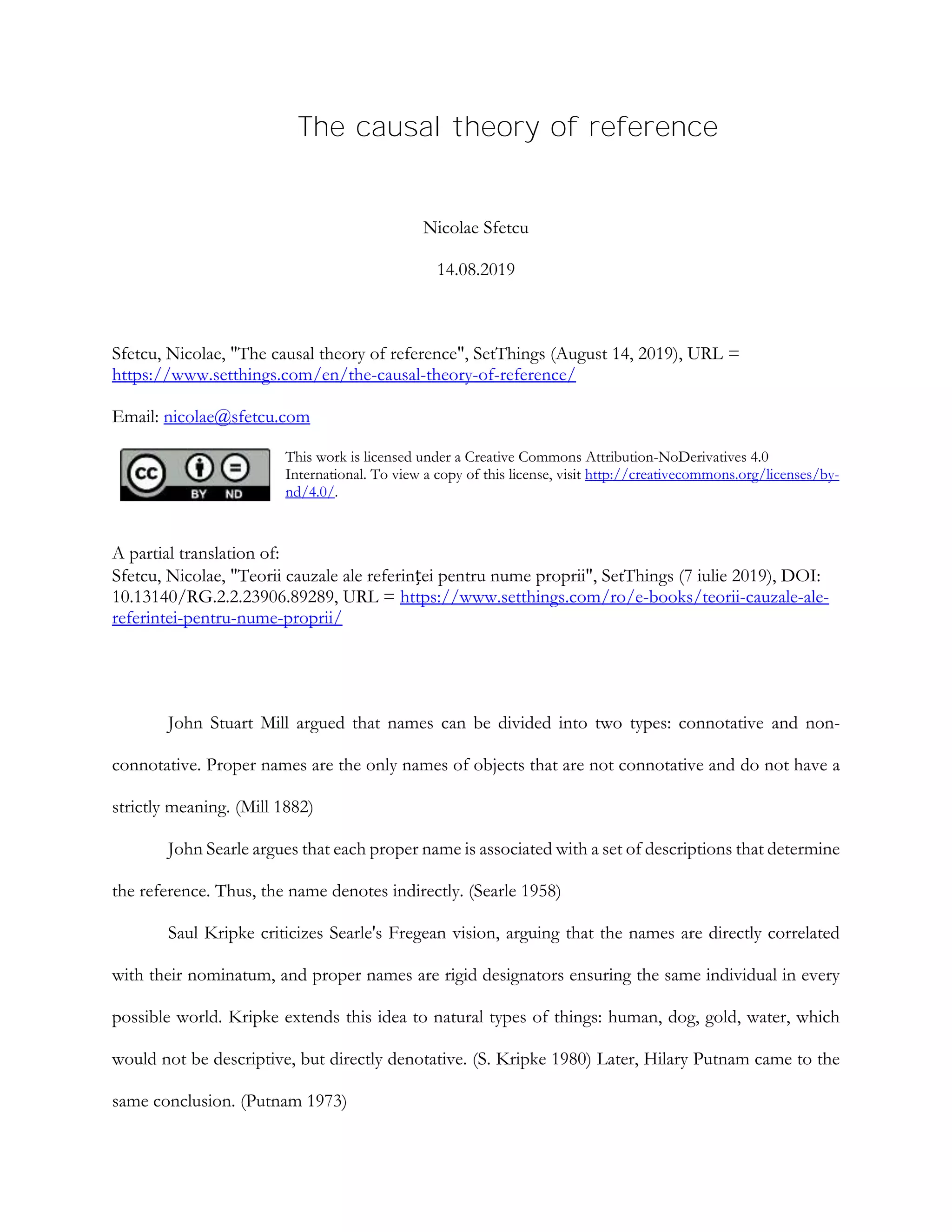 The causal theory of reference | PDF