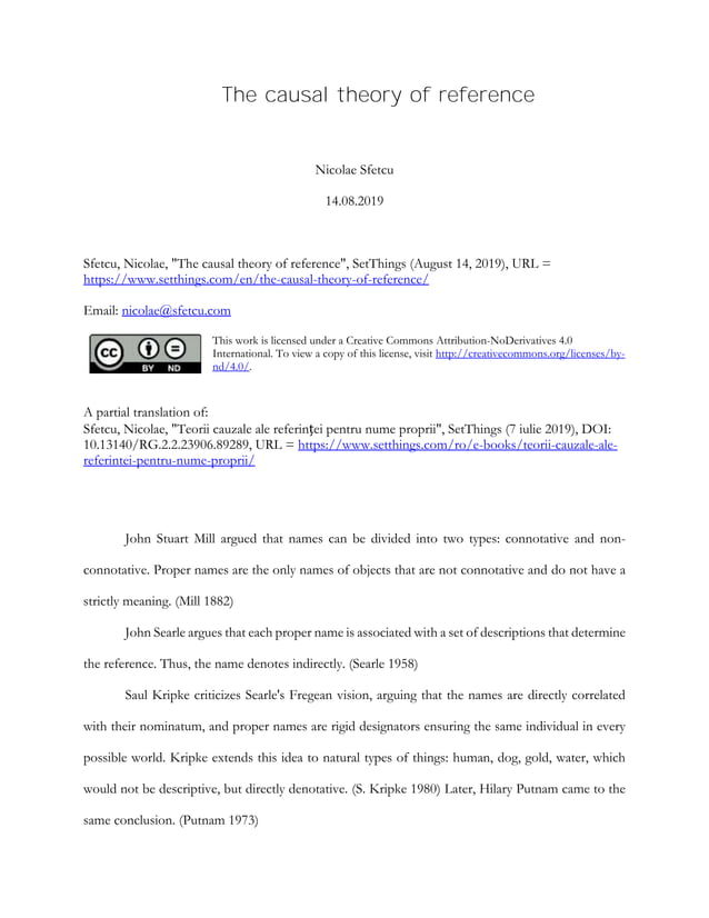 The causal theory of reference | PDF