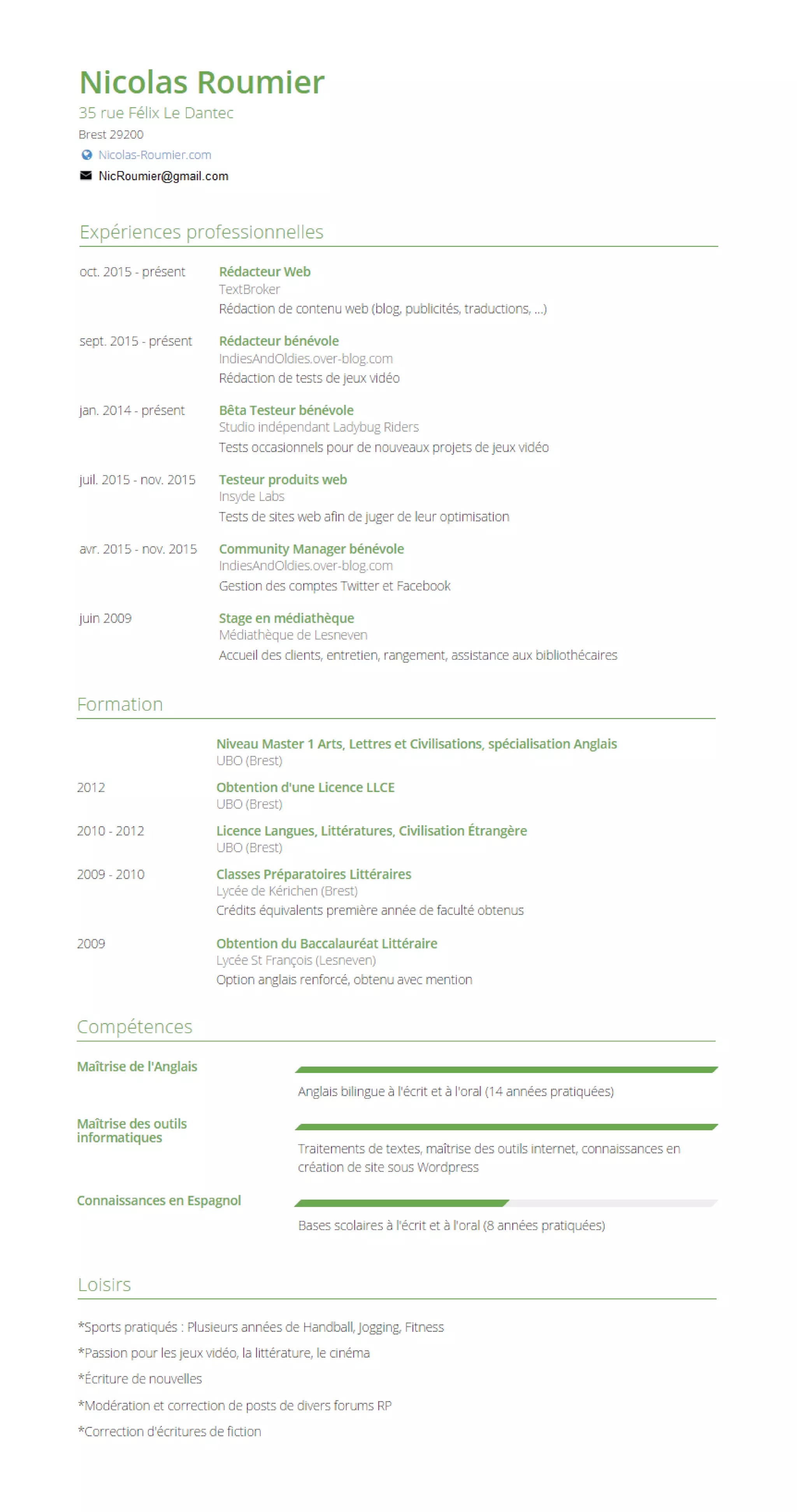 Nicolas Roumier CV | PDF