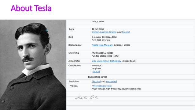 NICOLA TESLA.pptx hgaynsjzoc sir so haa Dr is | PPT