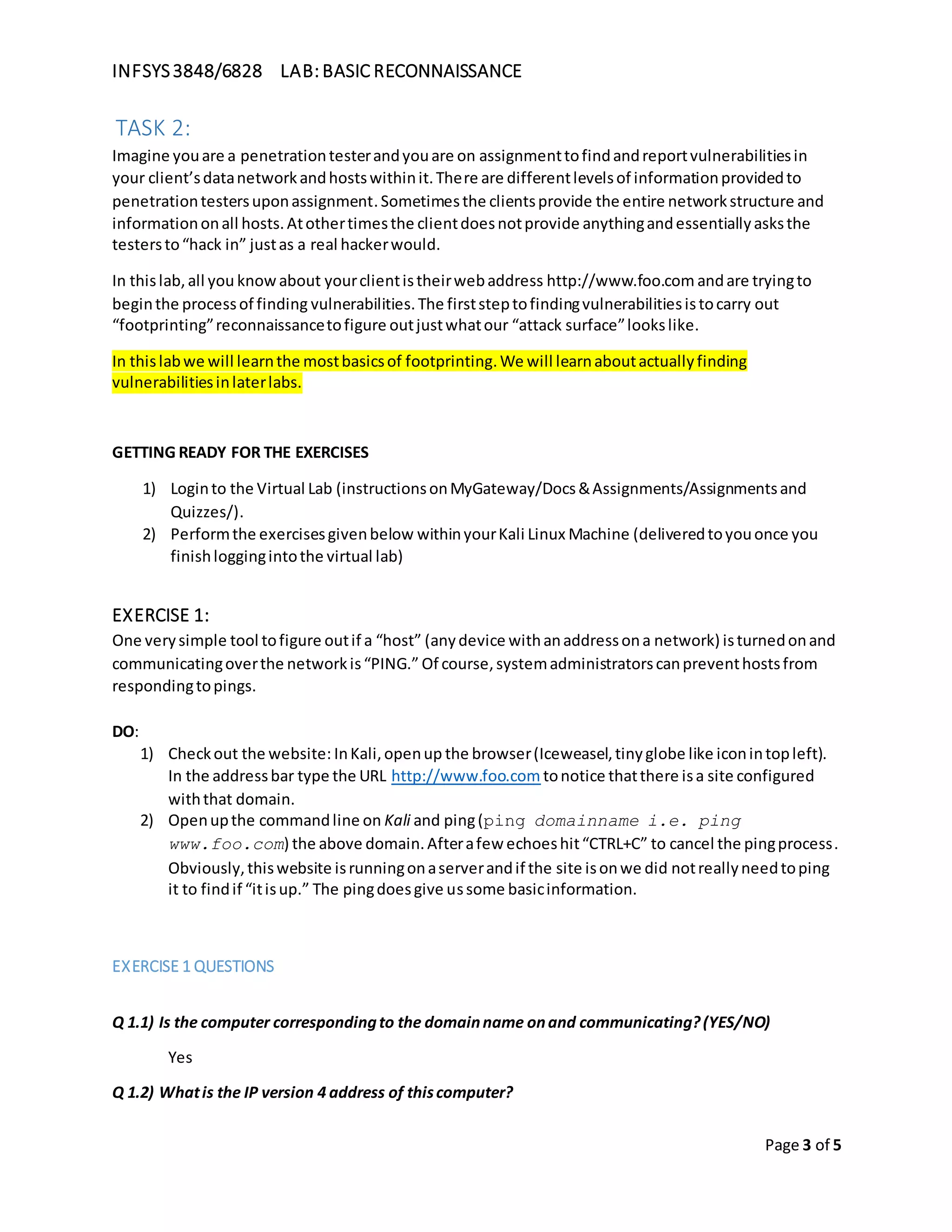 Lab: Basic Reconnaissance | PDF