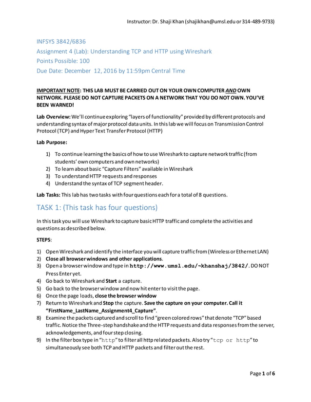 Understanding TCP and HTTP | DOCX | Computer Networking | Computing