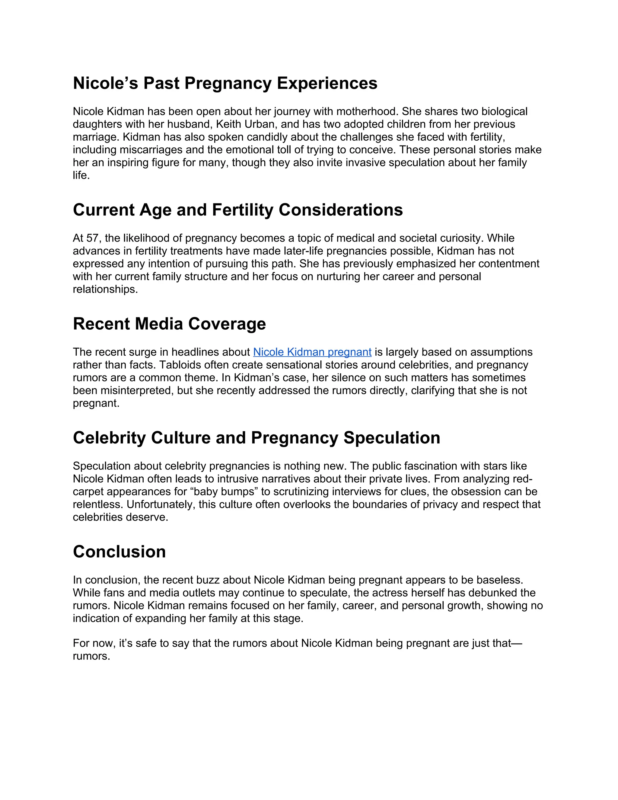 Nicole Kidman Pregnancy News: Real or Just Gossip? | DOCX