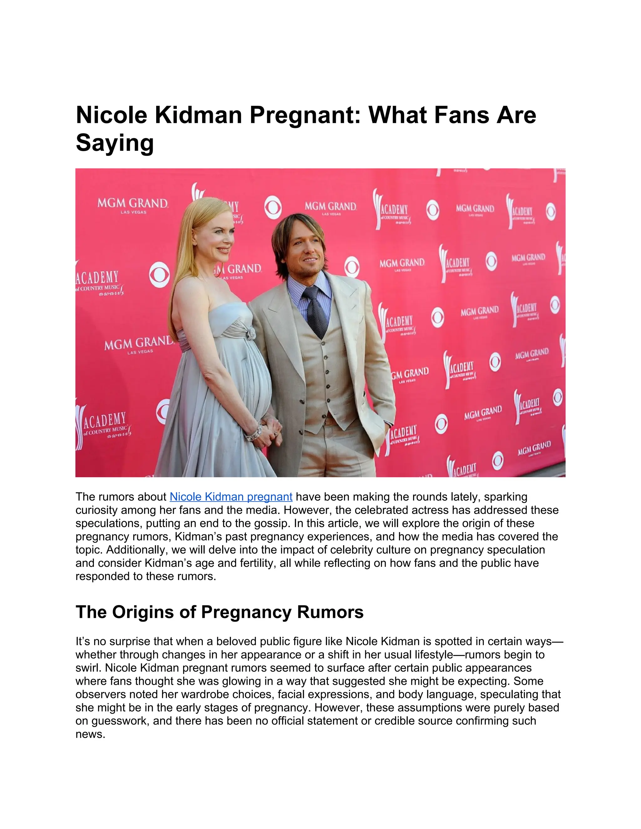 Nicole Kidman Pregnant: What Fans Are Saying | DOCX