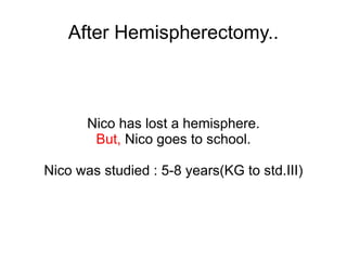 Re-thinking about the brain [based on the case of Nico-with half a ...