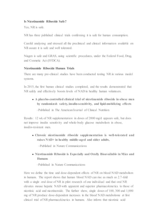 Nicotinamide Riboside(NR)/ β-Nicotinamide Mononucleotide(NMN) | DOCX | Chemistry | Science