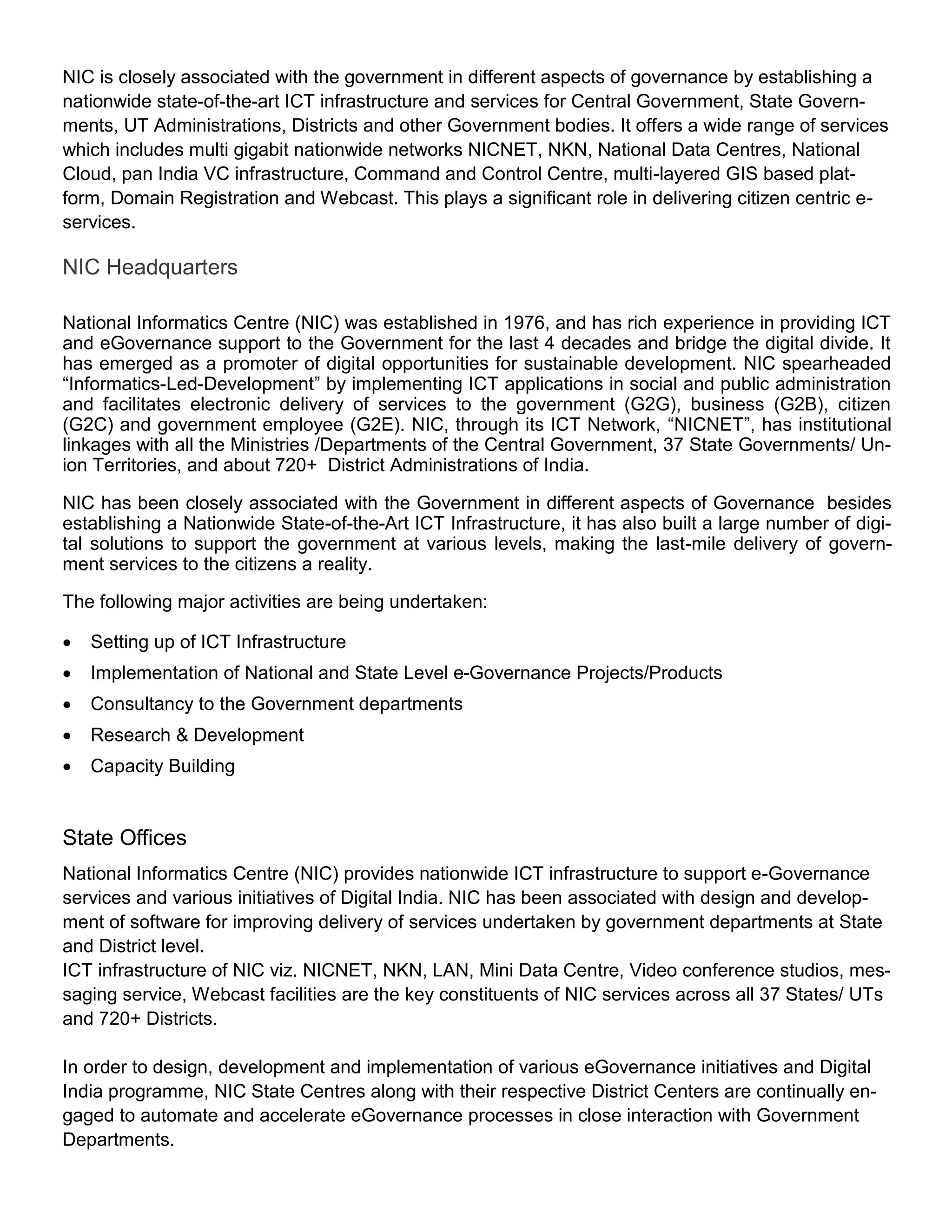 NIC National Informatics centre | PDF