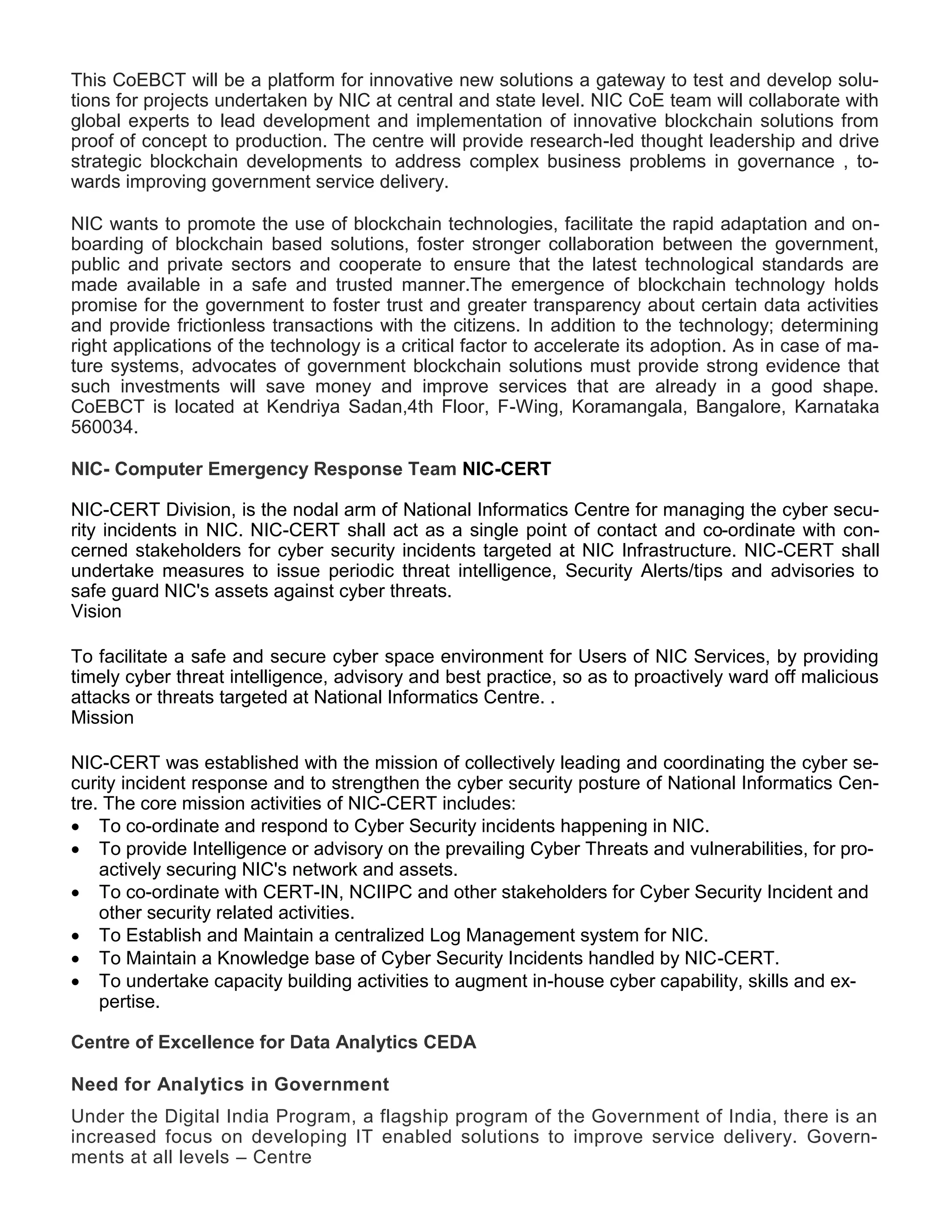 NIC National Informatics centre | PDF