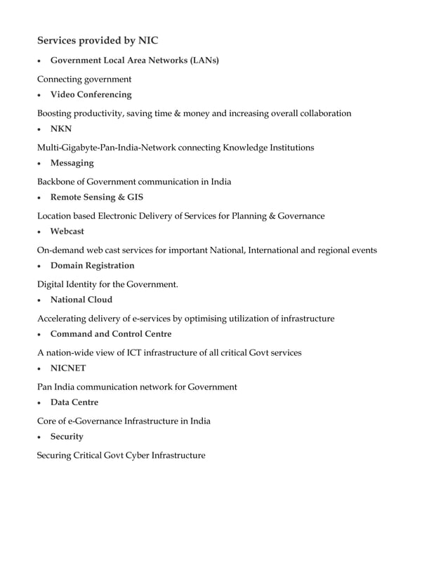 NIC National Informatics centre | PDF