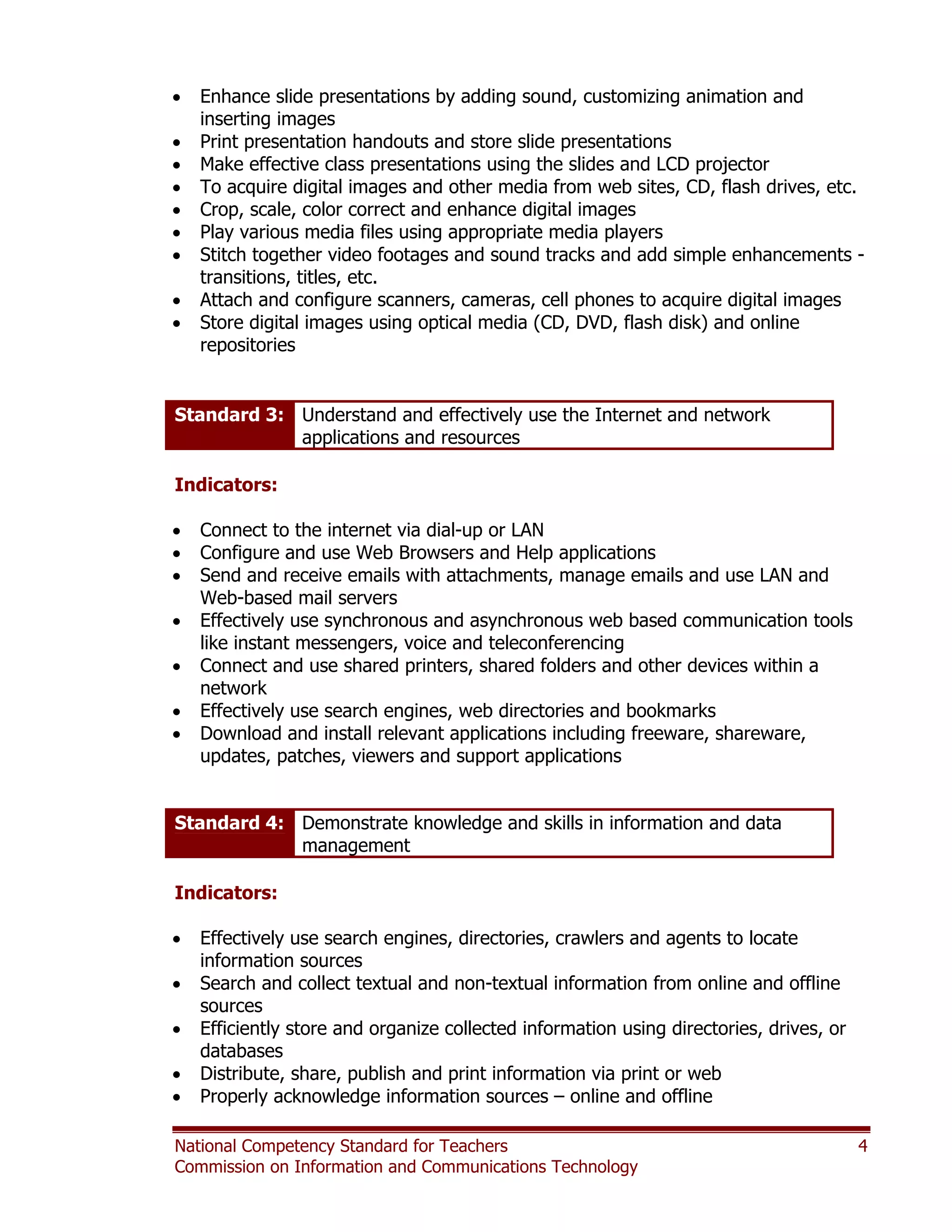 National ICT Competency Standards for Teachers | PDF