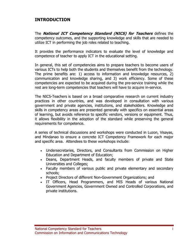 National ICT Competency Standards for Teachers | PDF | Computing | Technology & Computing