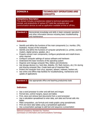 National ICT Competency Standards for Teachers | PDF