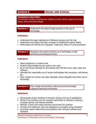 National ICT Competency Standards for Teachers | PDF