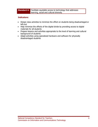 National ICT Competency Standards for Teachers | PDF