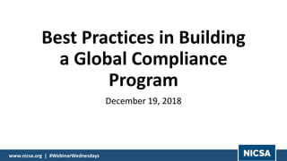 Best Practices in Building a Global Compliance Program | PPT