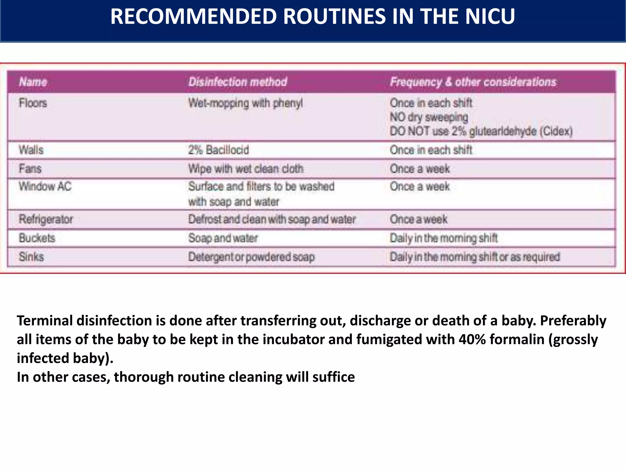 Disinfection in the Neonatal Intensive Care Unit | PPTX