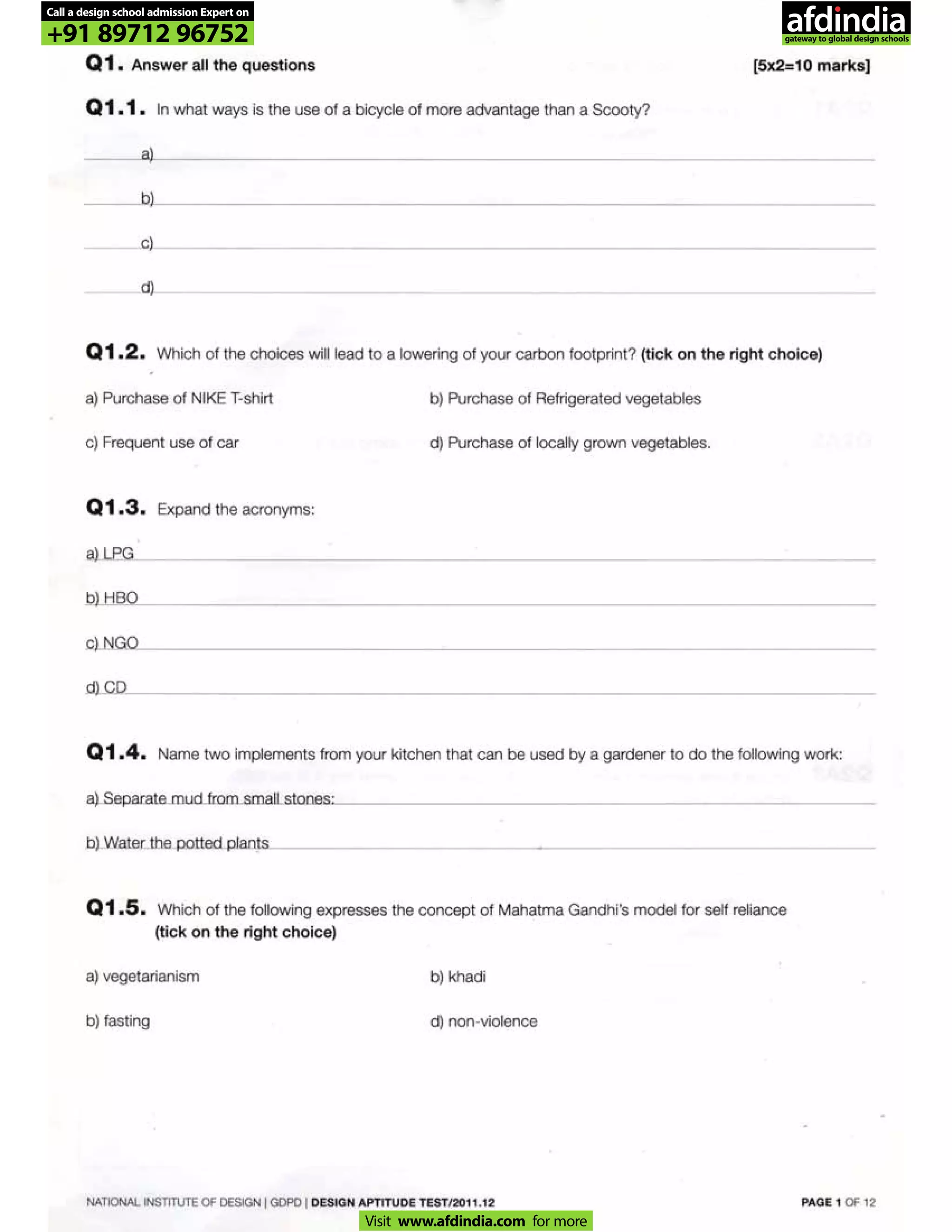 Nid 2012 ug gdpd part1 | PDF