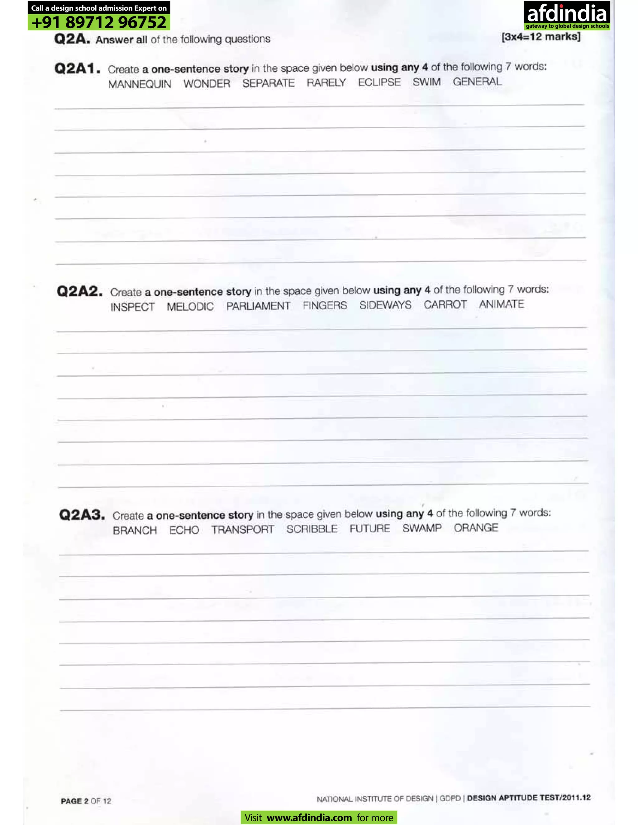 Nid 2012 ug gdpd part1 | PDF