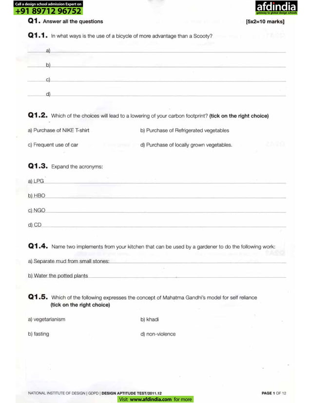 Nid 2012 ug gdpd part1 | PDF