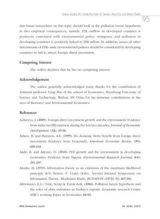 Foreign Direct Investment, Manufacturing Exports and the Environment in ...