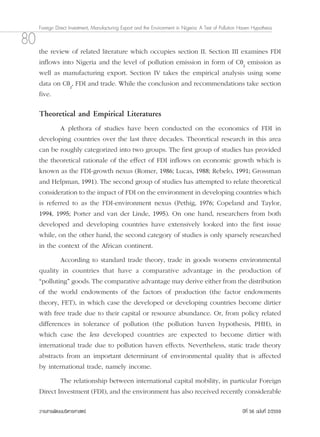 Foreign Direct Investment, Manufacturing Exports and the Environment in ...