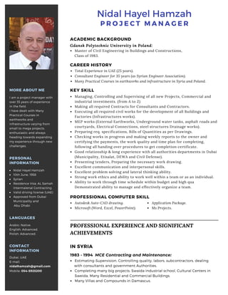 Nidal hamzah's cv | PDF