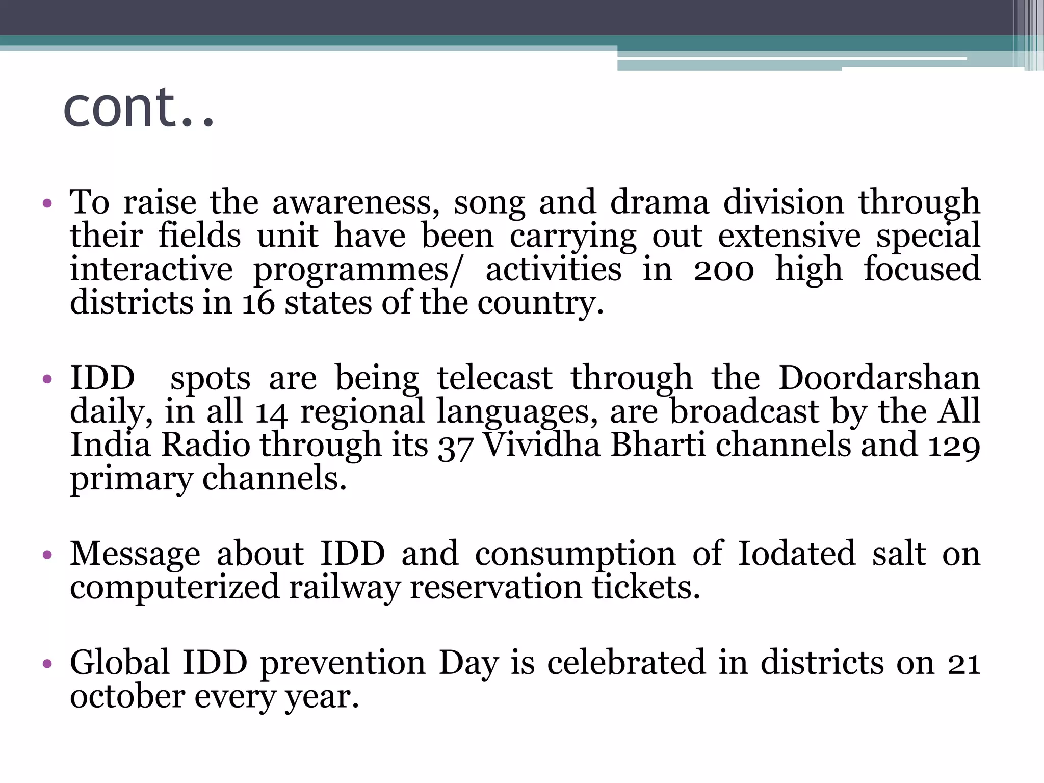 NATIONAL IODINE DEFICIENCY DISORDER CONTROL PROGRAM | PPTX