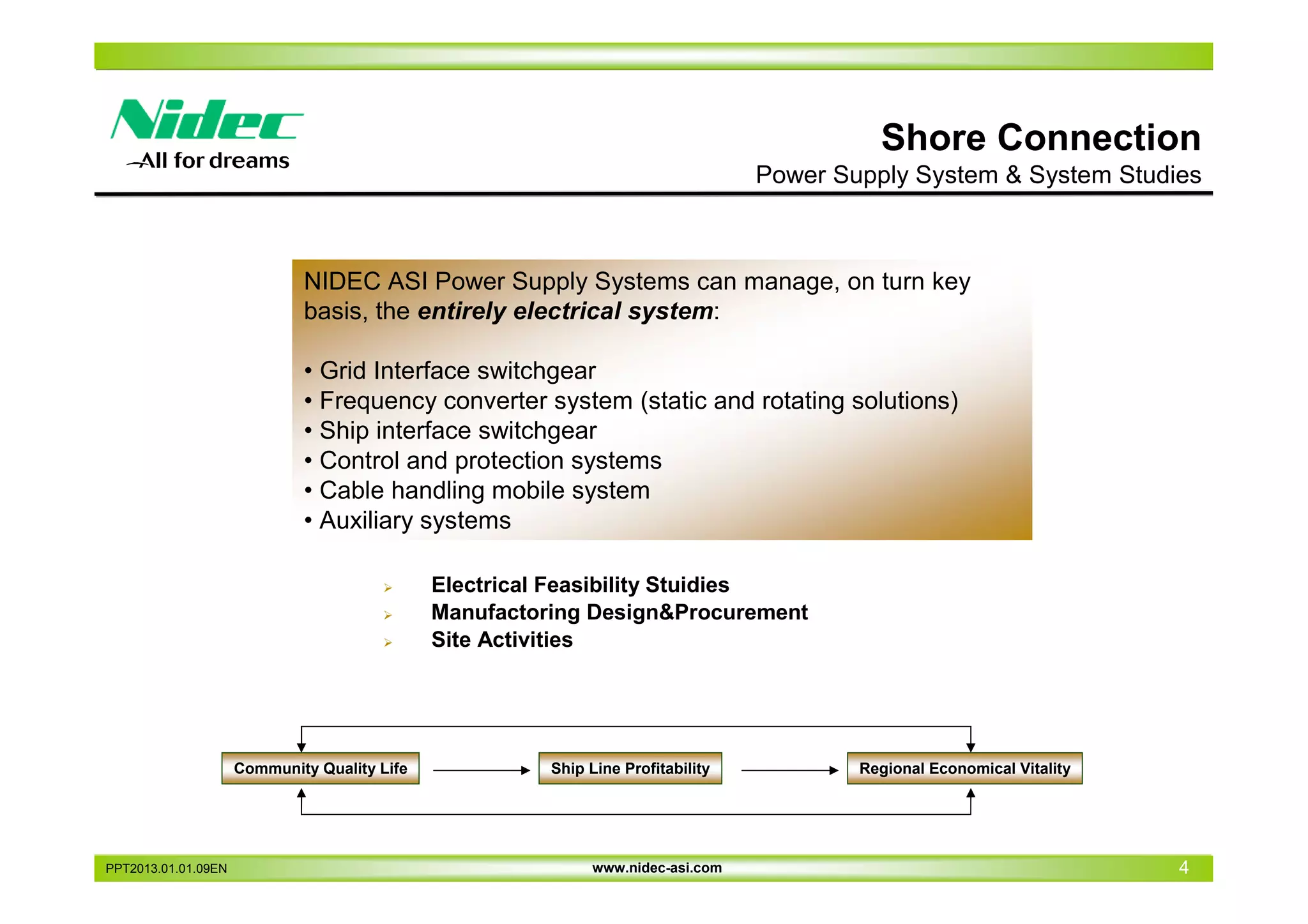 Nidec asi electric power solutions for ship to shore connection | PDF