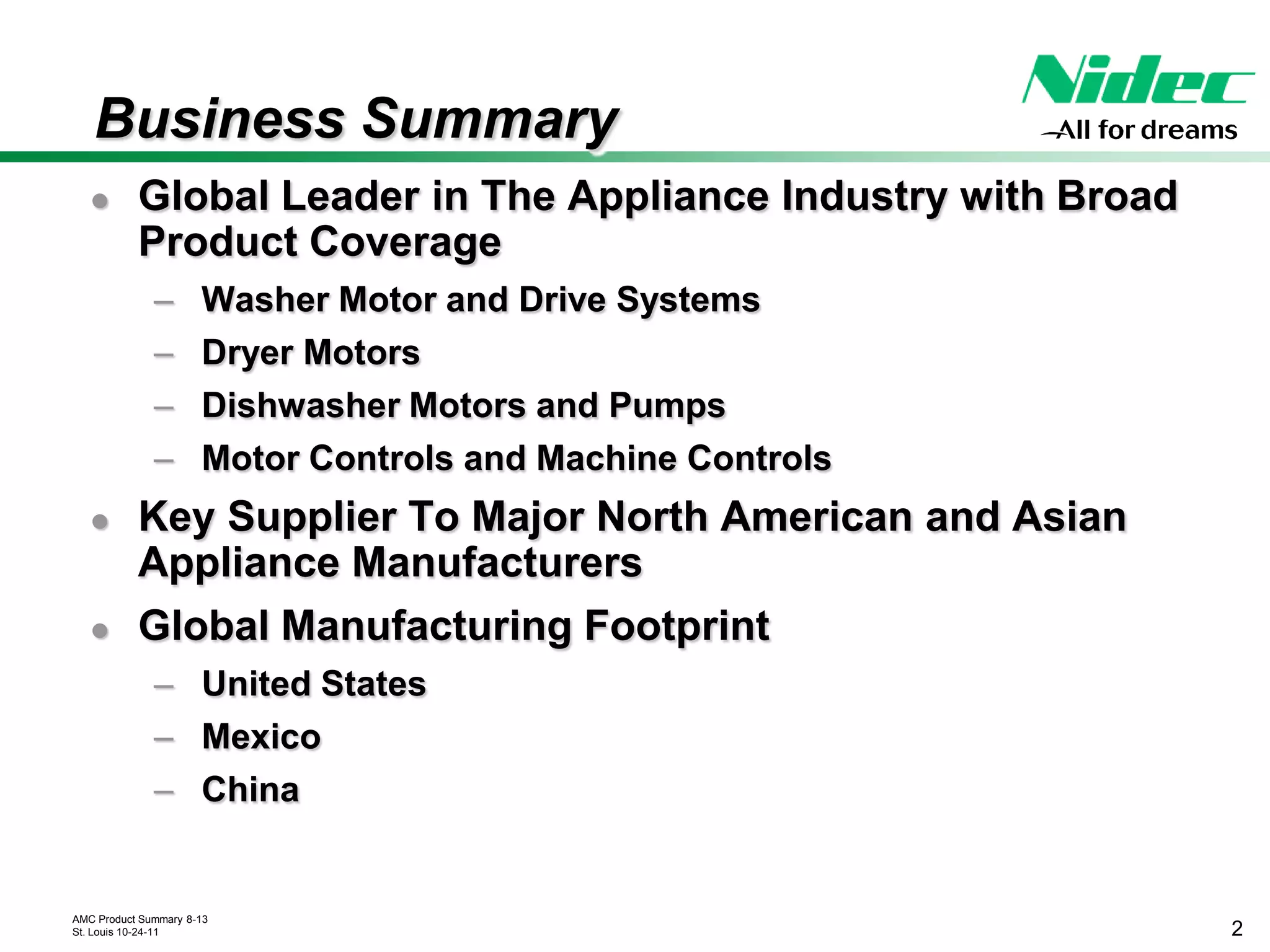 Nidec motor appliance motors and controls | PDF