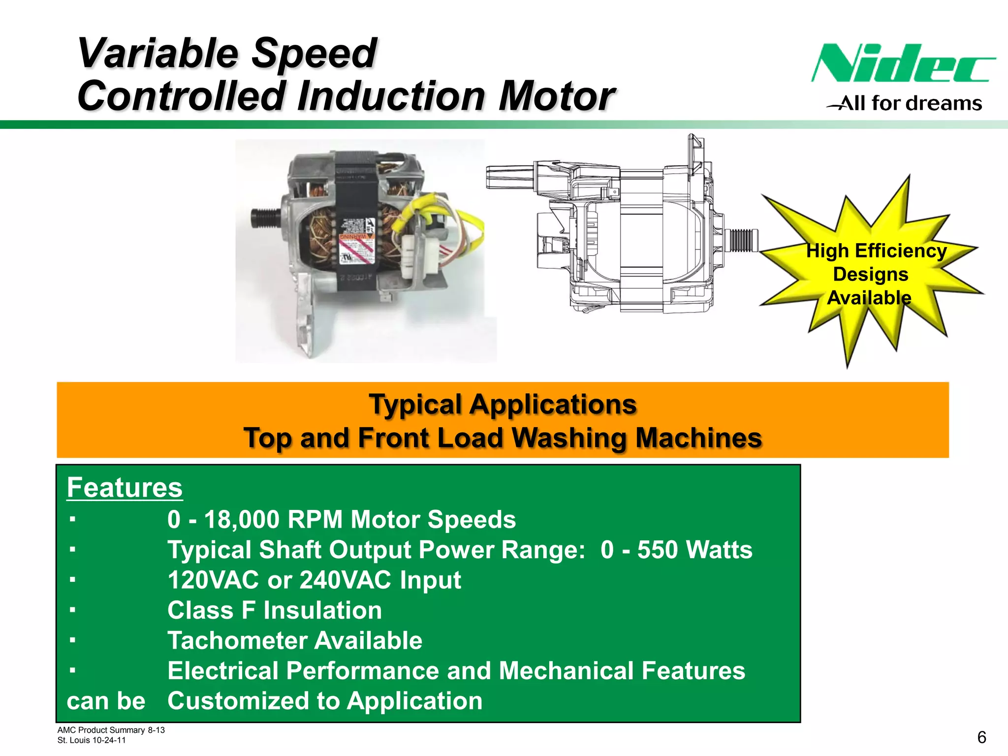 Nidec motor appliance motors and controls | PDF