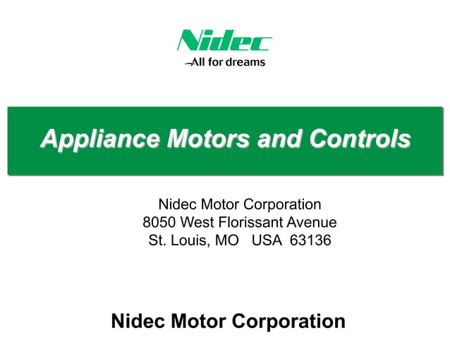 Nidec motor appliance motors and controls | PPT