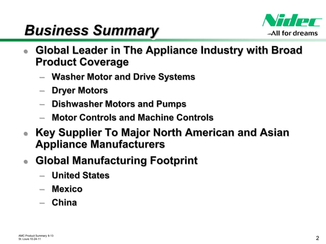 Nidec motor appliance motors and controls | PPT