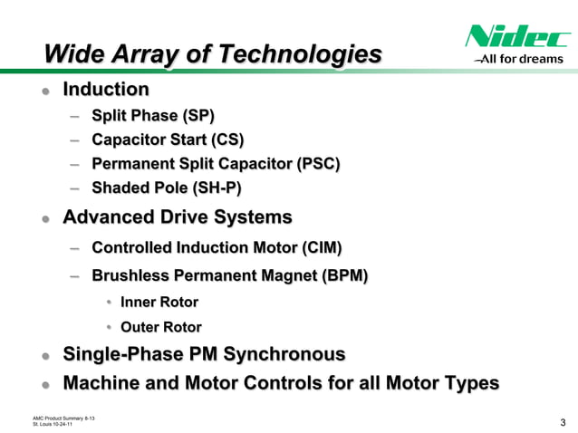 Nidec motor appliance motors and controls | PPT