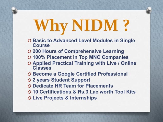 NIDM - BEST DIGITAL MARKETING INSTITUTE IN BANGALORE | PPT