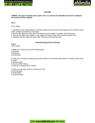 Nid pgdpd product design sample paper | PDF