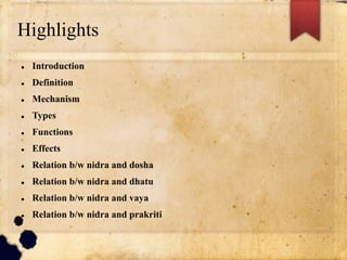 Presentation on nidra ,types of nidra ,different views | PPTX