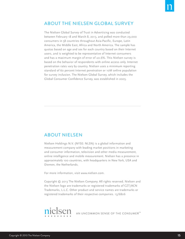 Global trust in advertising report, Nielsen 2013 | PDF