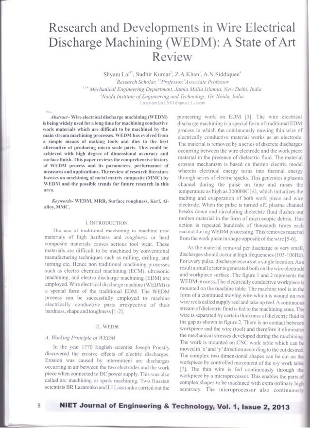 Research And Development In Wire Electrical Discharge Machining(WEDM ...